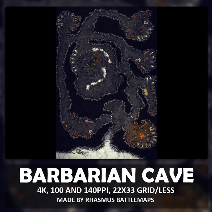 3D Printable Barbarian Cave Map by Rhasmus Battlemaps